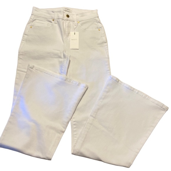 Level 99 | Jeans | Level 99 White Denim Bell Bottoms Wide Leg Gold ...